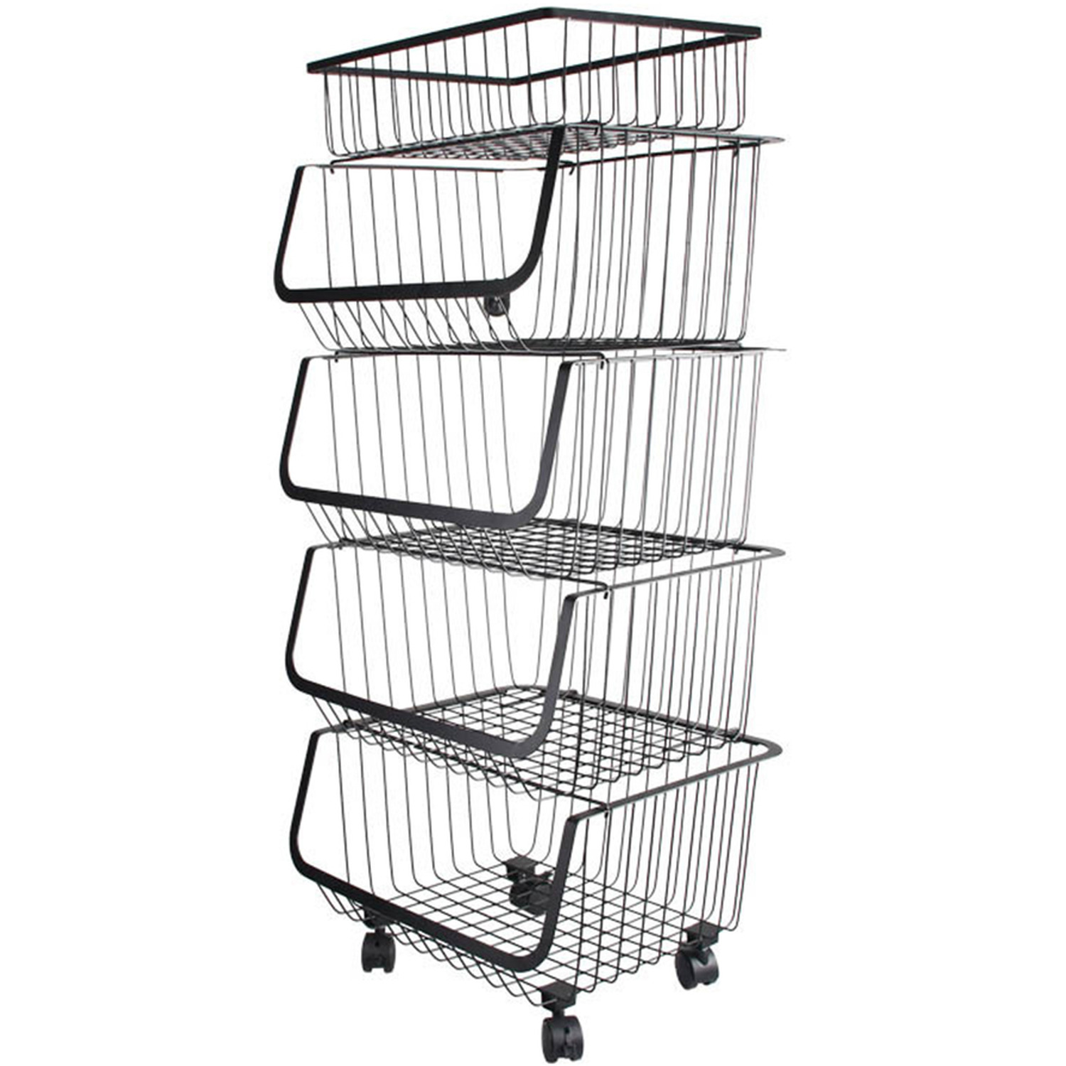 Movable Multi-Tier Metal Fruit and Vegetable Basket