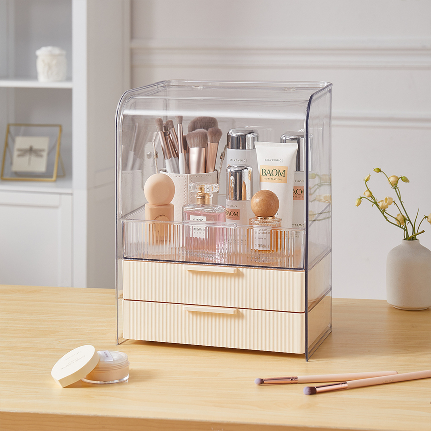 3-Tier Transparent Plastic Cosmetics Storage Organizer