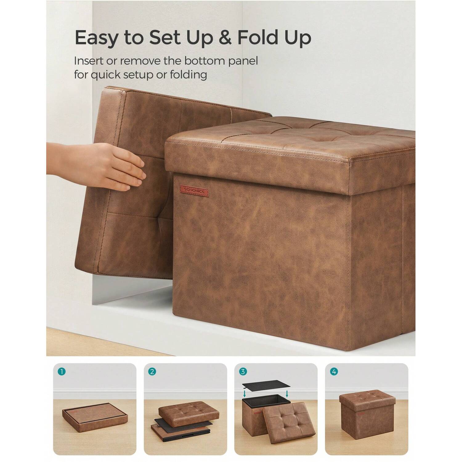 SONGMICS Elegant Storage Ottoman with Tufting