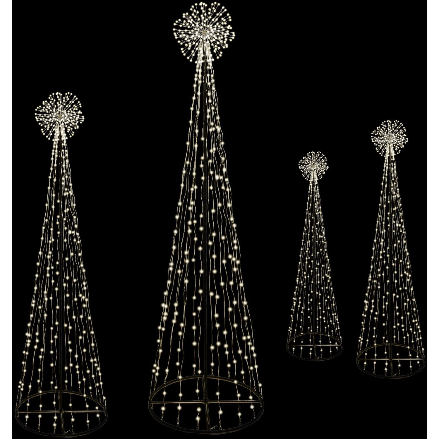 Metal Cone Tree with LED Lights and Star Burst Topper