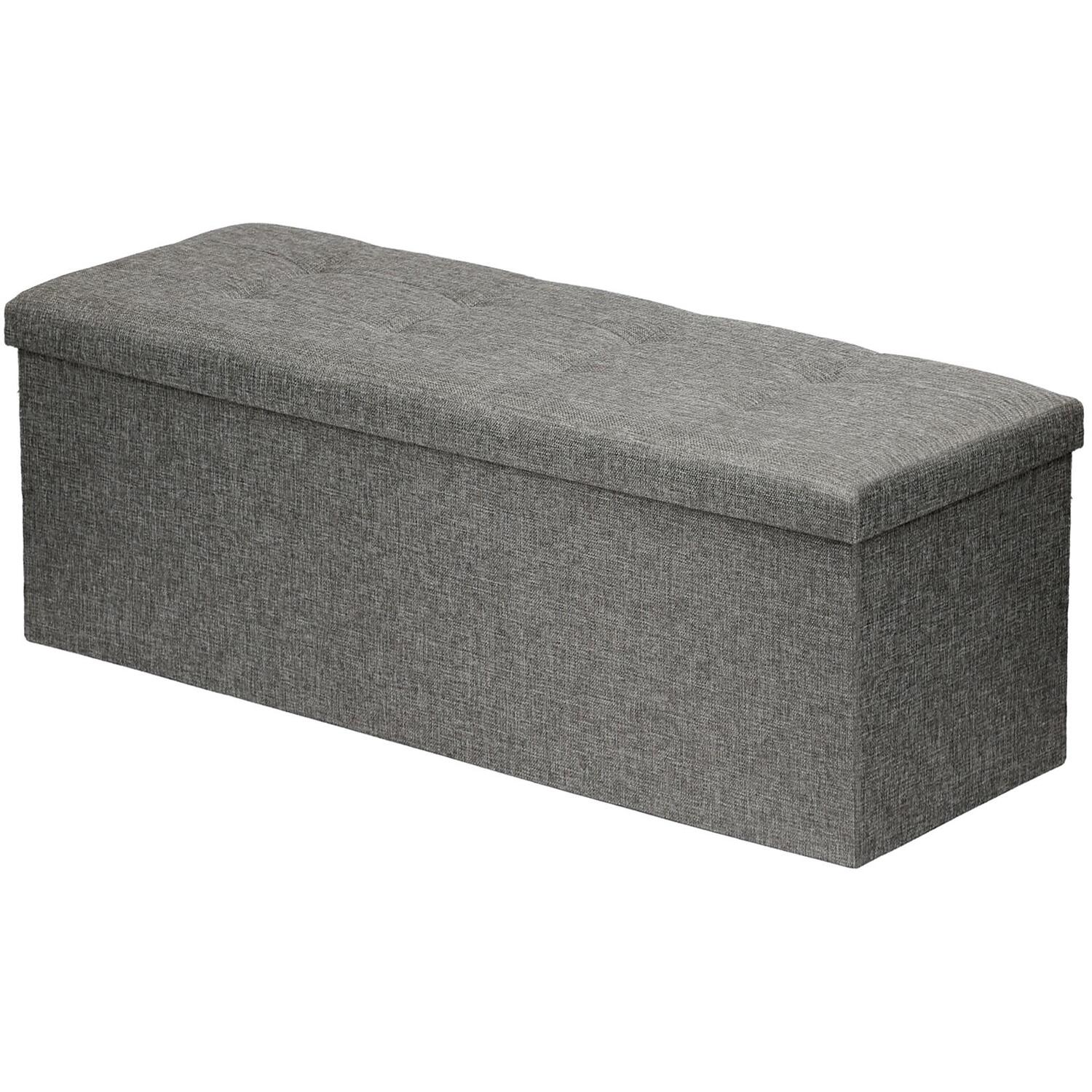 Foldable Storage Ottoman with Linen Finish