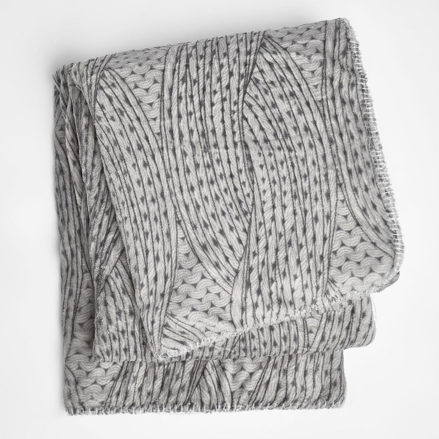 Dreamscene Chunky Knit Print Sherpa Fleece Throw