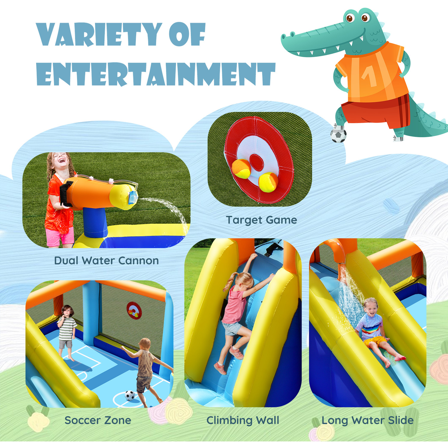 Costway Inflatable Water Slide-Blue