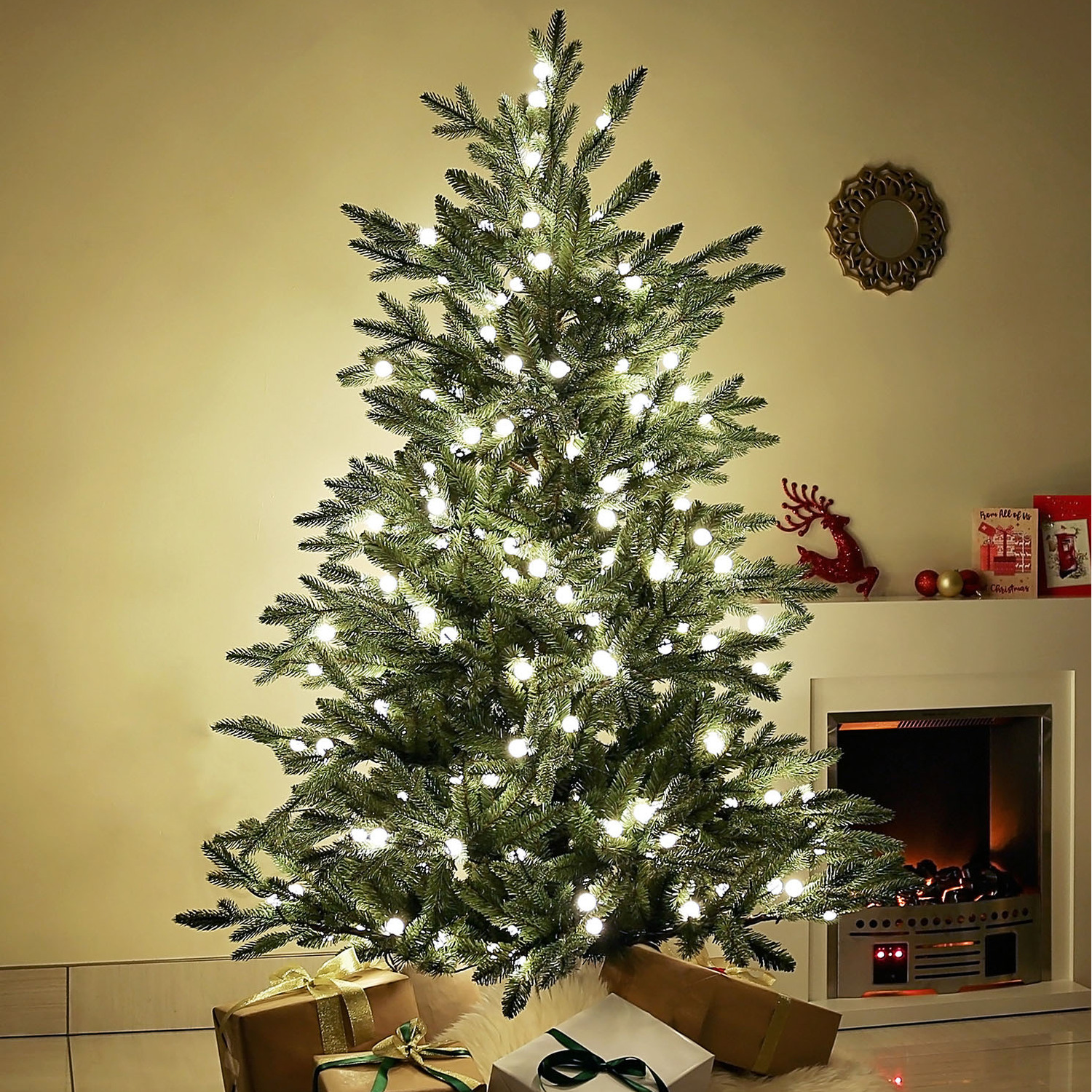6ft Pre-Lit Finland Fir Christmas Tree with 250 Unique Frost Berry LED