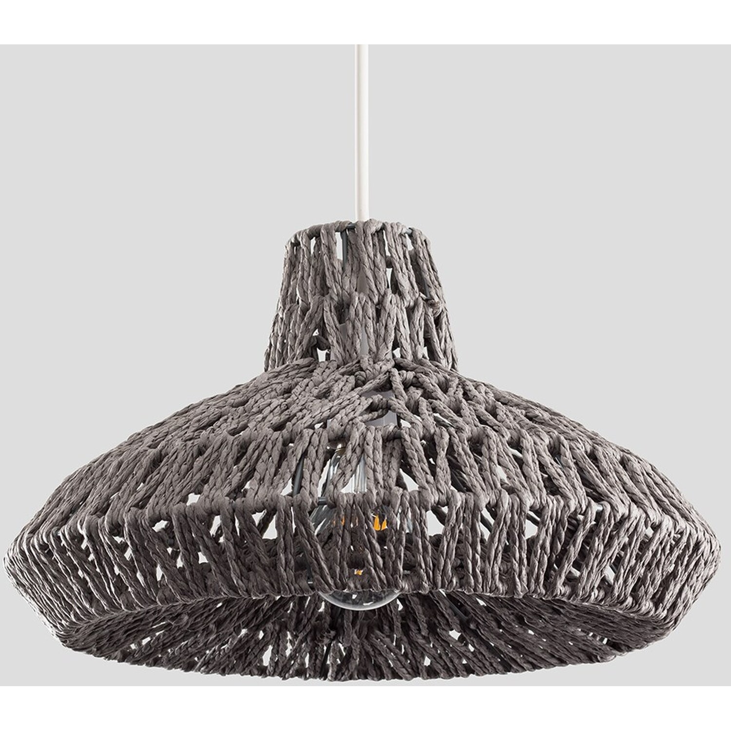 Natural Woven Grey Ceiling Pendant Light Shade Weave Rope Lampshade