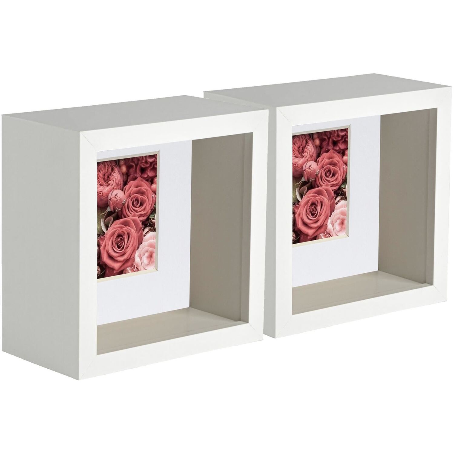 Nicola Spring 3D Deep Box Photo Frames - 4 x 4" with 2 x 2" Mount ...