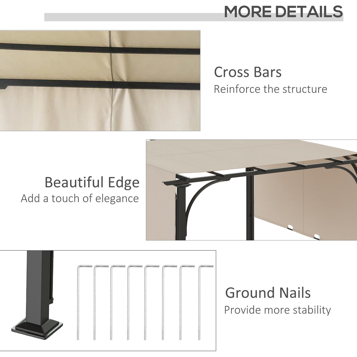 Outdoor Retractable Pergola Gazebo with Adjustable Canopy