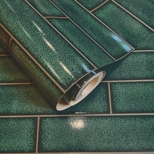Celadon Gloss Tiles Brick Tiling On a Roll Wallpaper