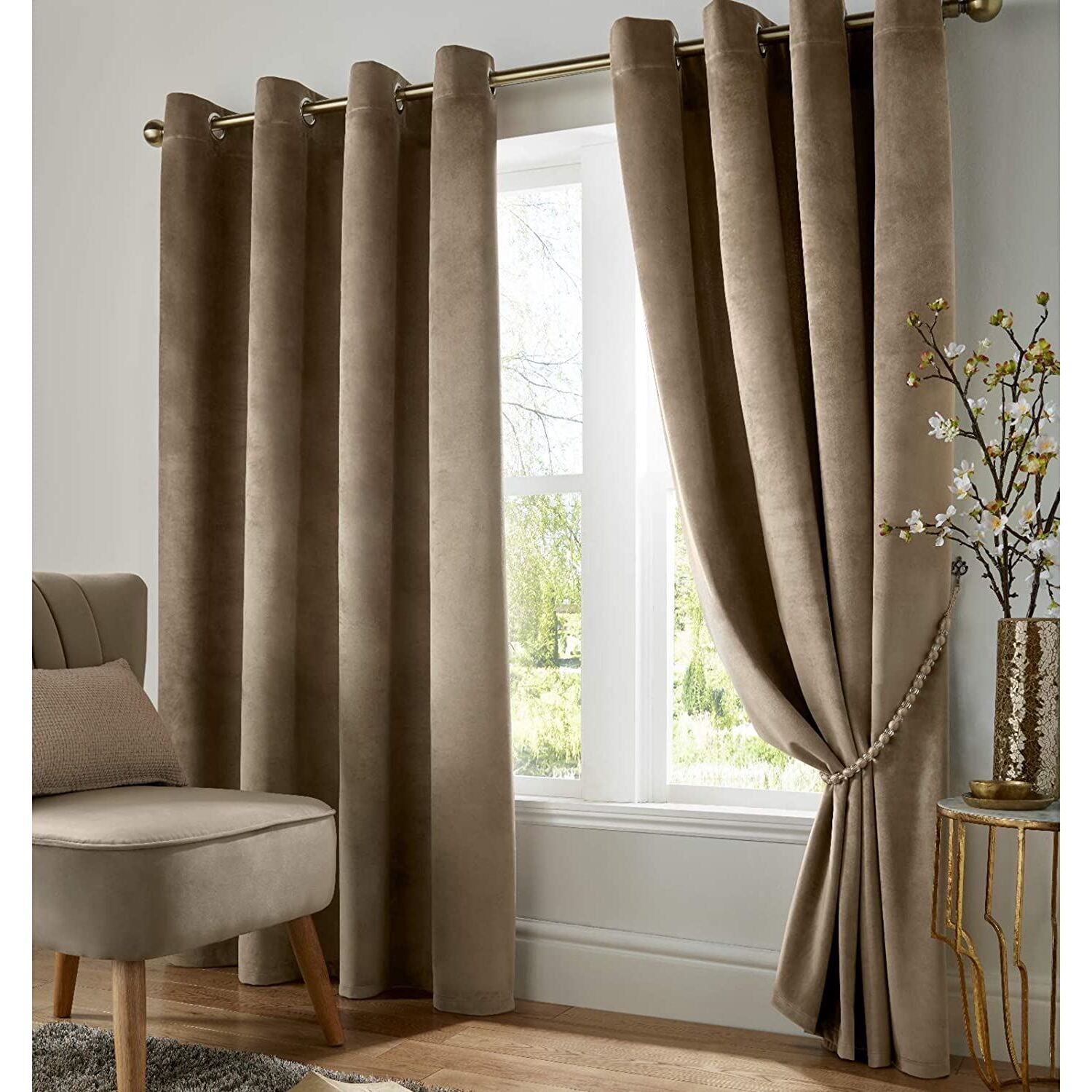 Velvet Blackout Eyelet Curtains