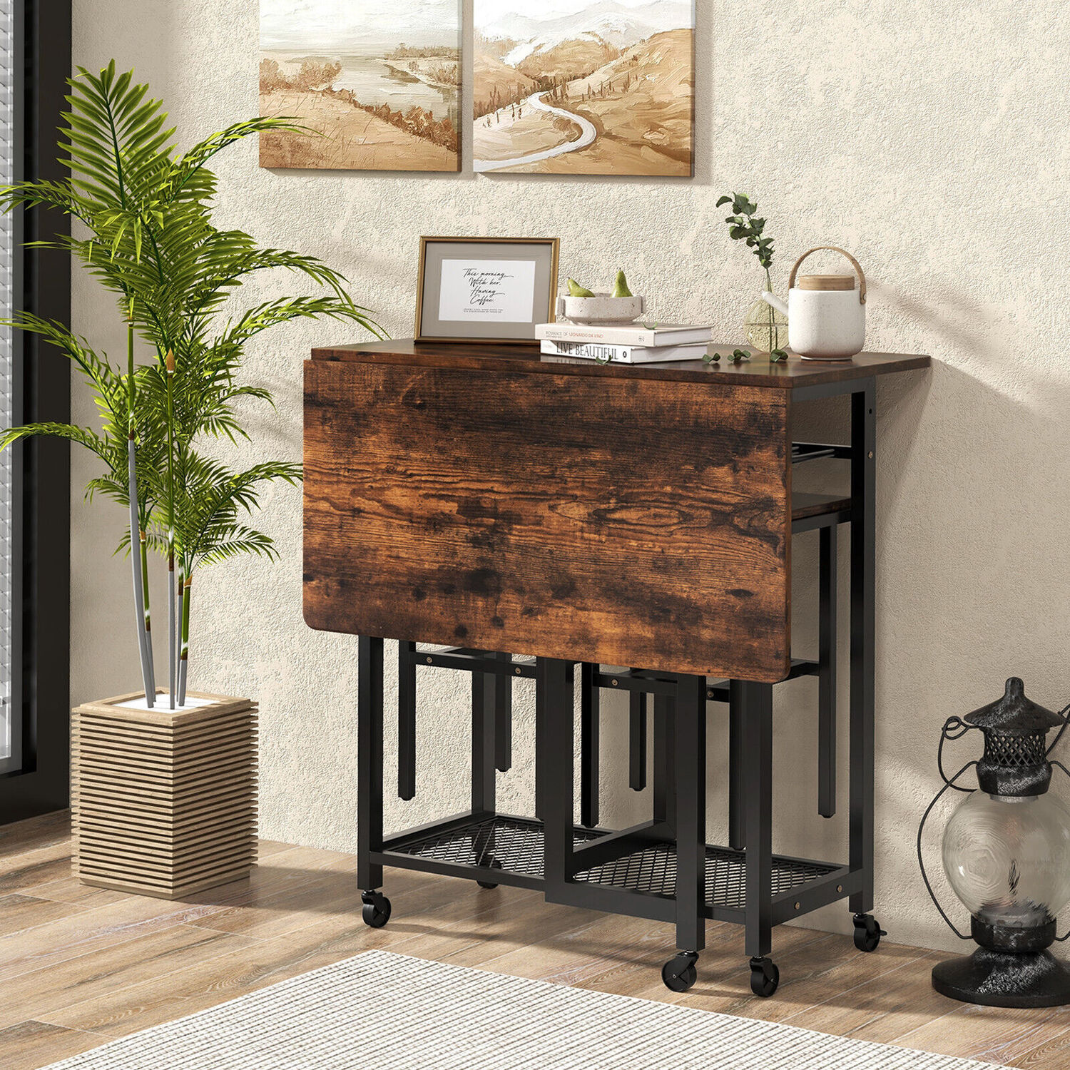 Extendable Kitchen Table Stool Set