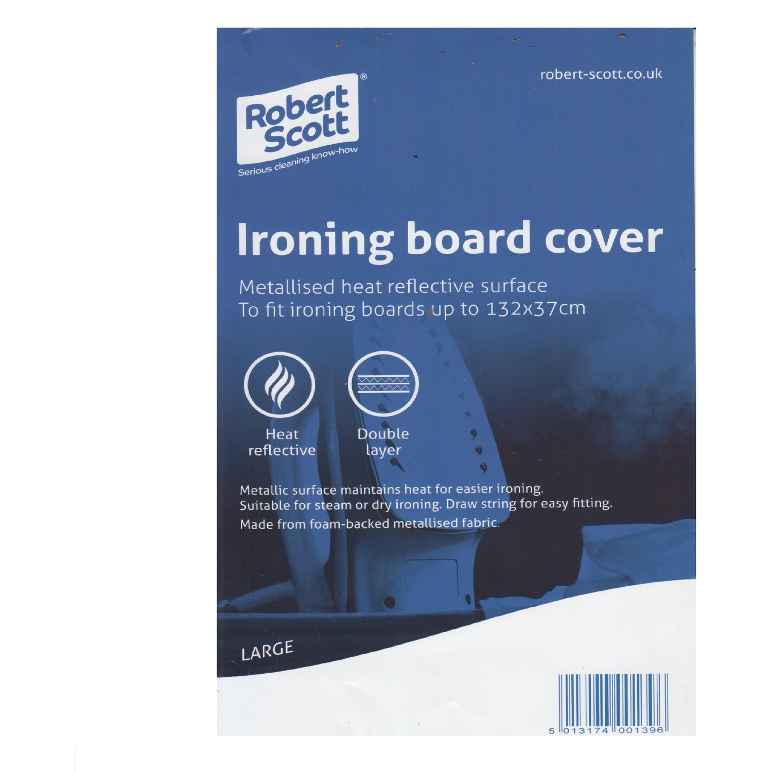 Large Metallic Ironing Board Cover Heat Reflective 132 cm x 37 cm