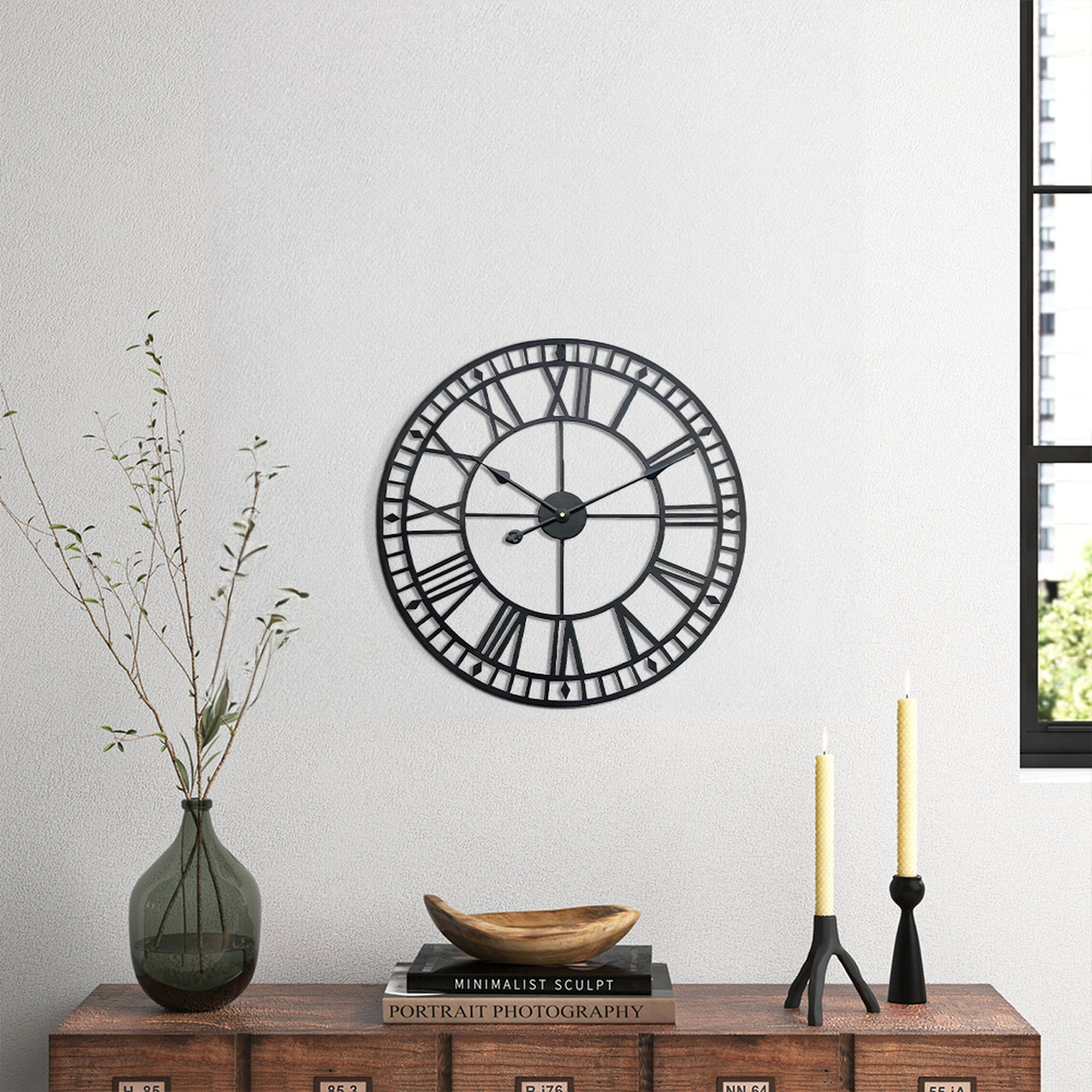 Metal Roman Numeral Wall Clock