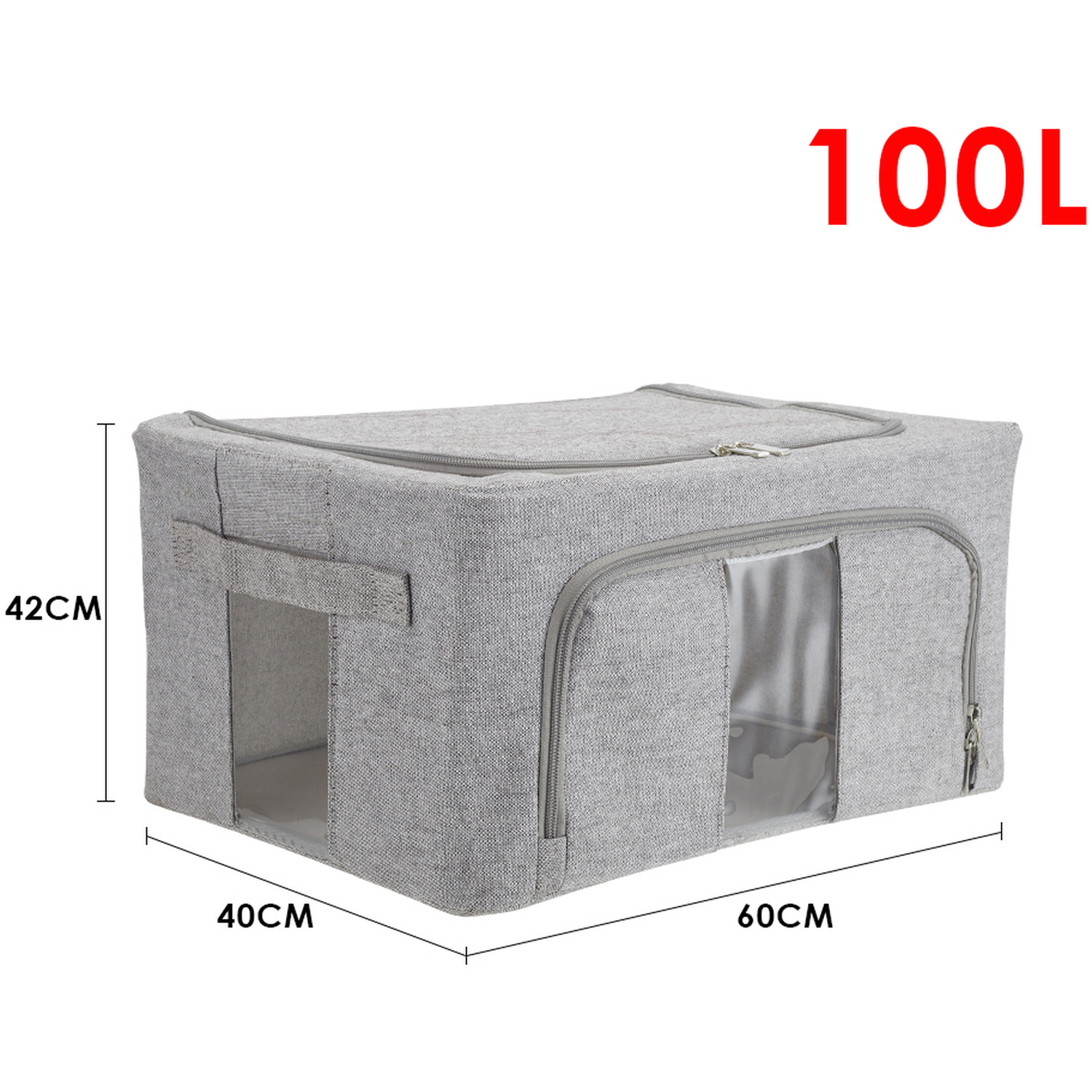 100L Fabric Storage Box with Metal Frame and Windows