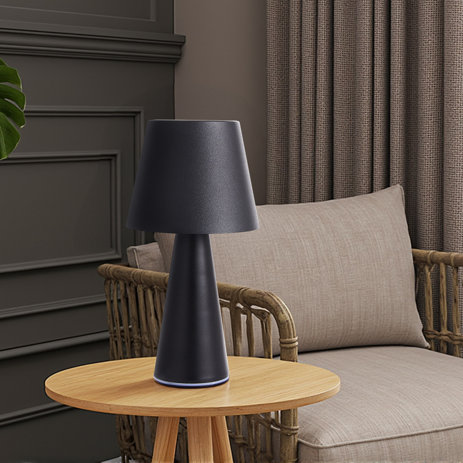 Rechargeable Dimmable Tall Table Lamp with Flared Shade