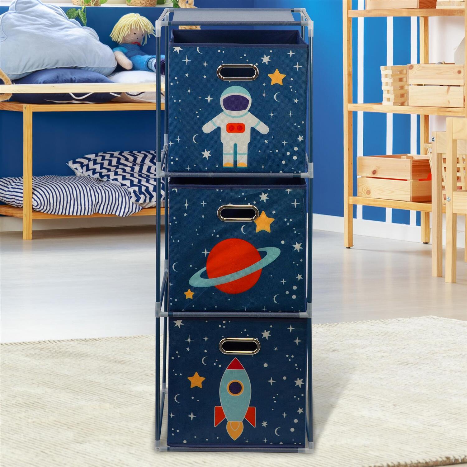 Set of 3 Kids Space Design Storage Cubes