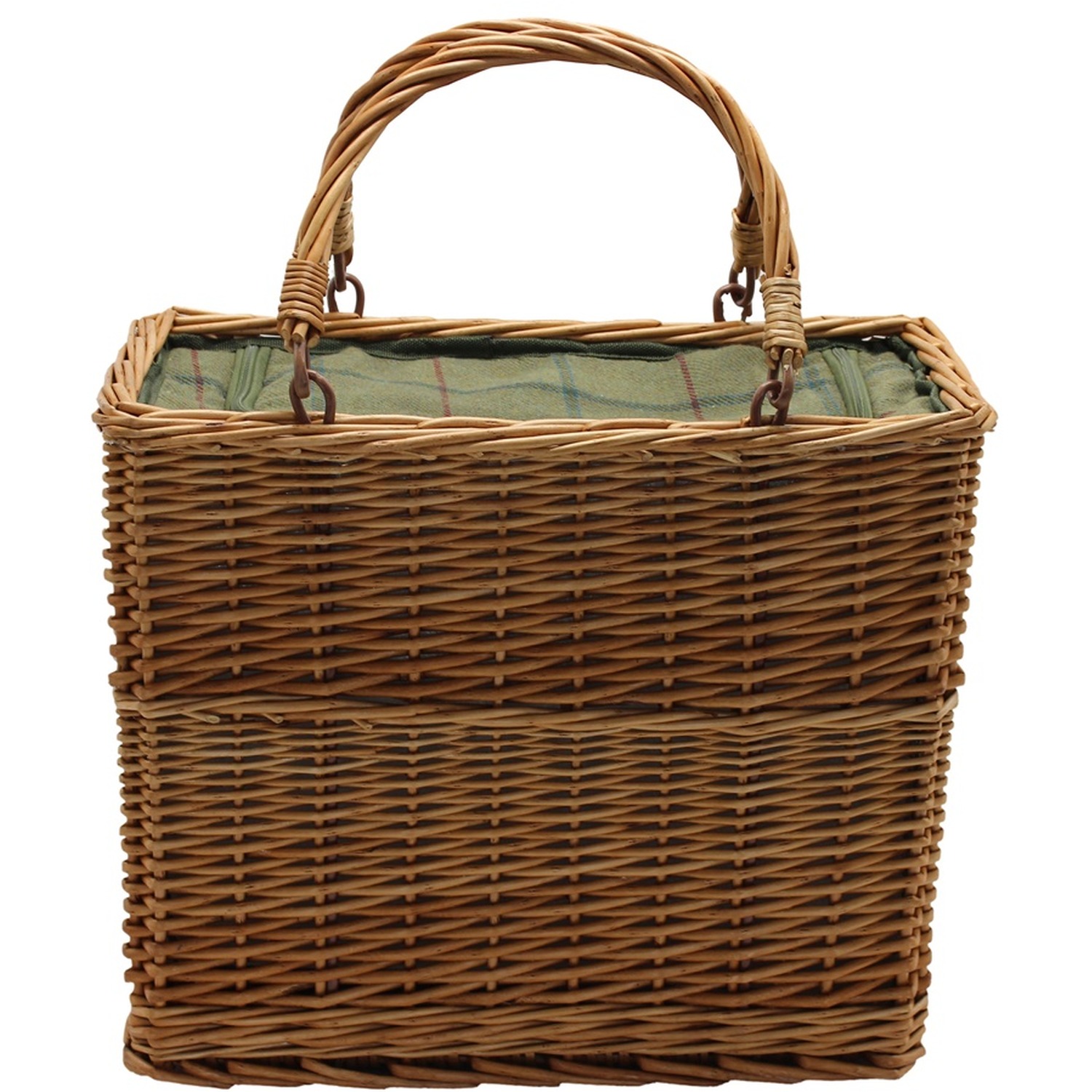 Green Tweed Rectangular Wicker Cooler Basket