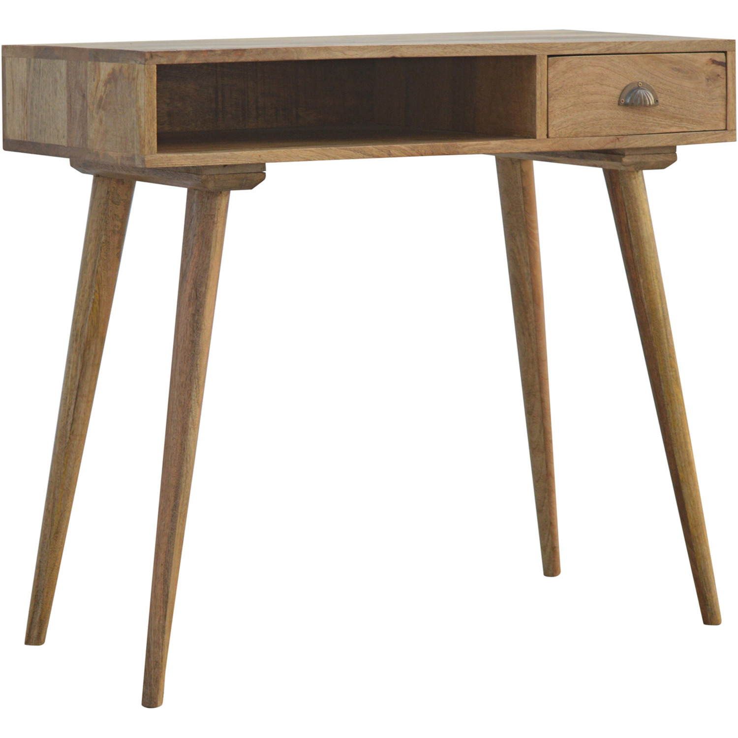 Solid Wood Nordic Writing Desk With 2 Open Slots