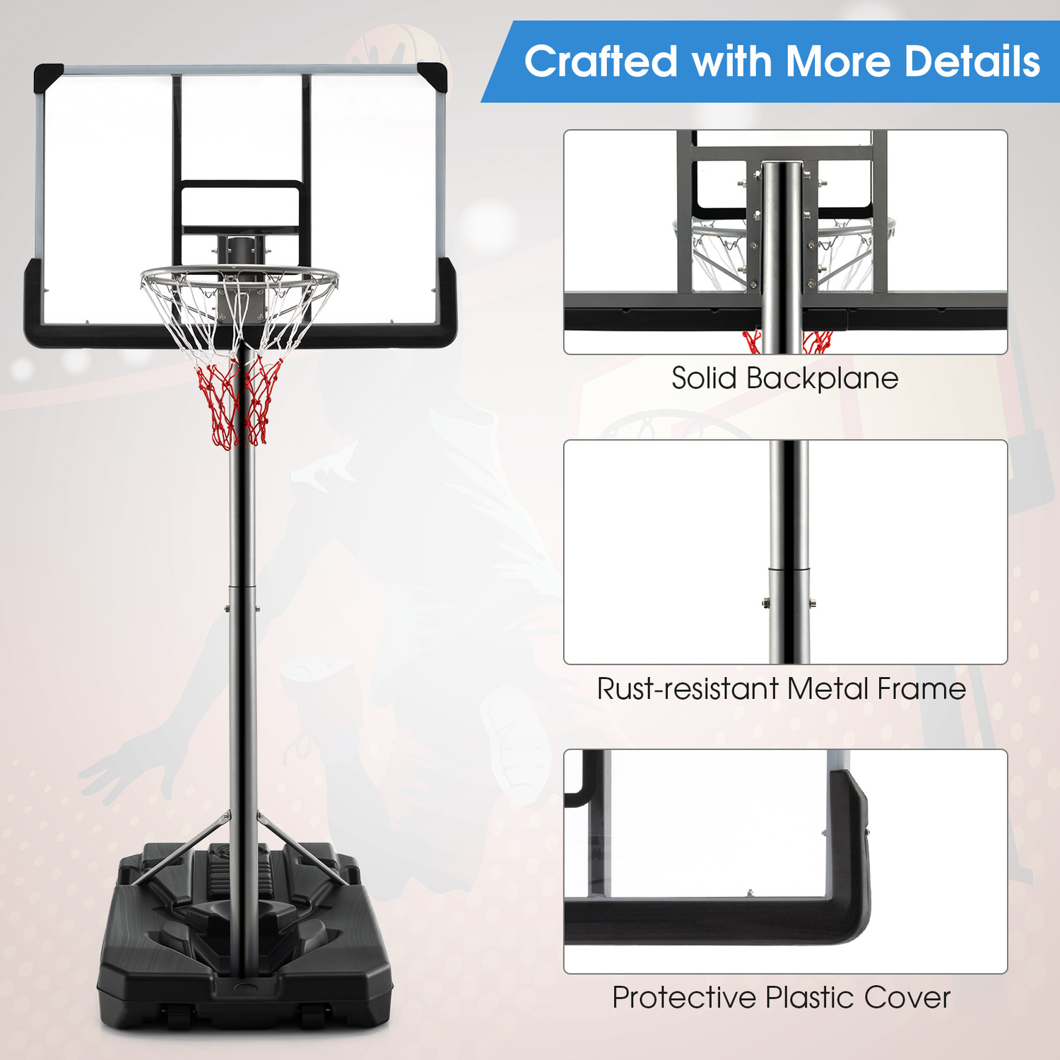 Costway Portable Basketball Hoop-Blue