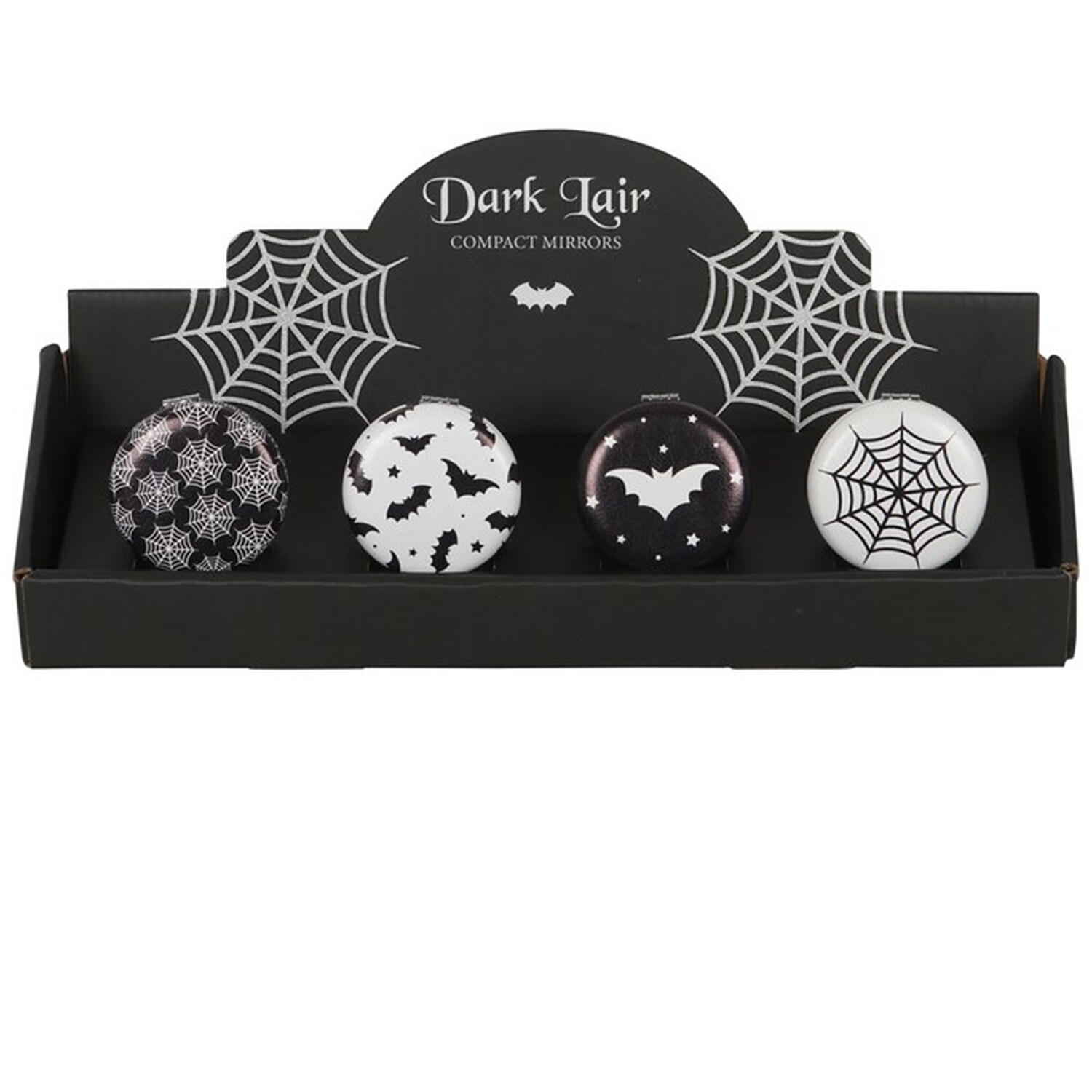 Set Of 12 Bat And Spiderweb Compact Mirrors