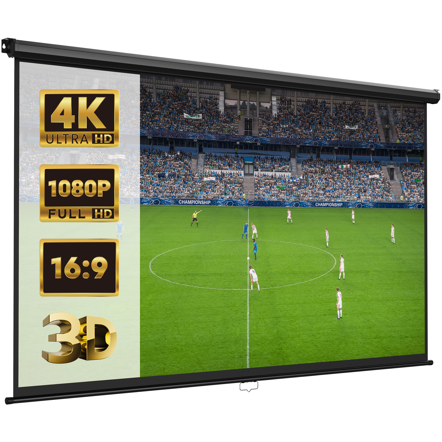 Projector Screen with Soft Close Mechanism and Stainless Steel Case