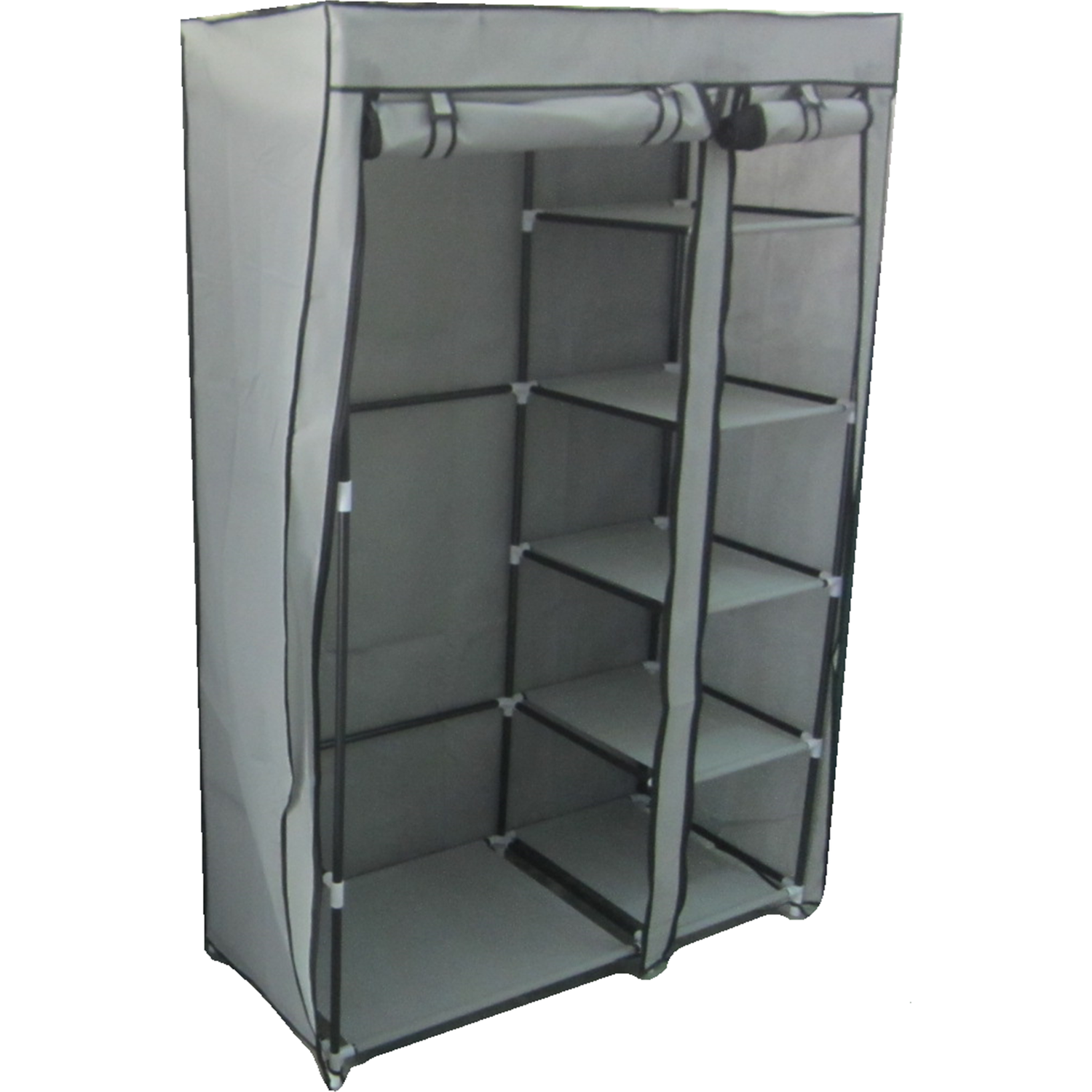 Single Grey Fabric Canvas Wardrobe