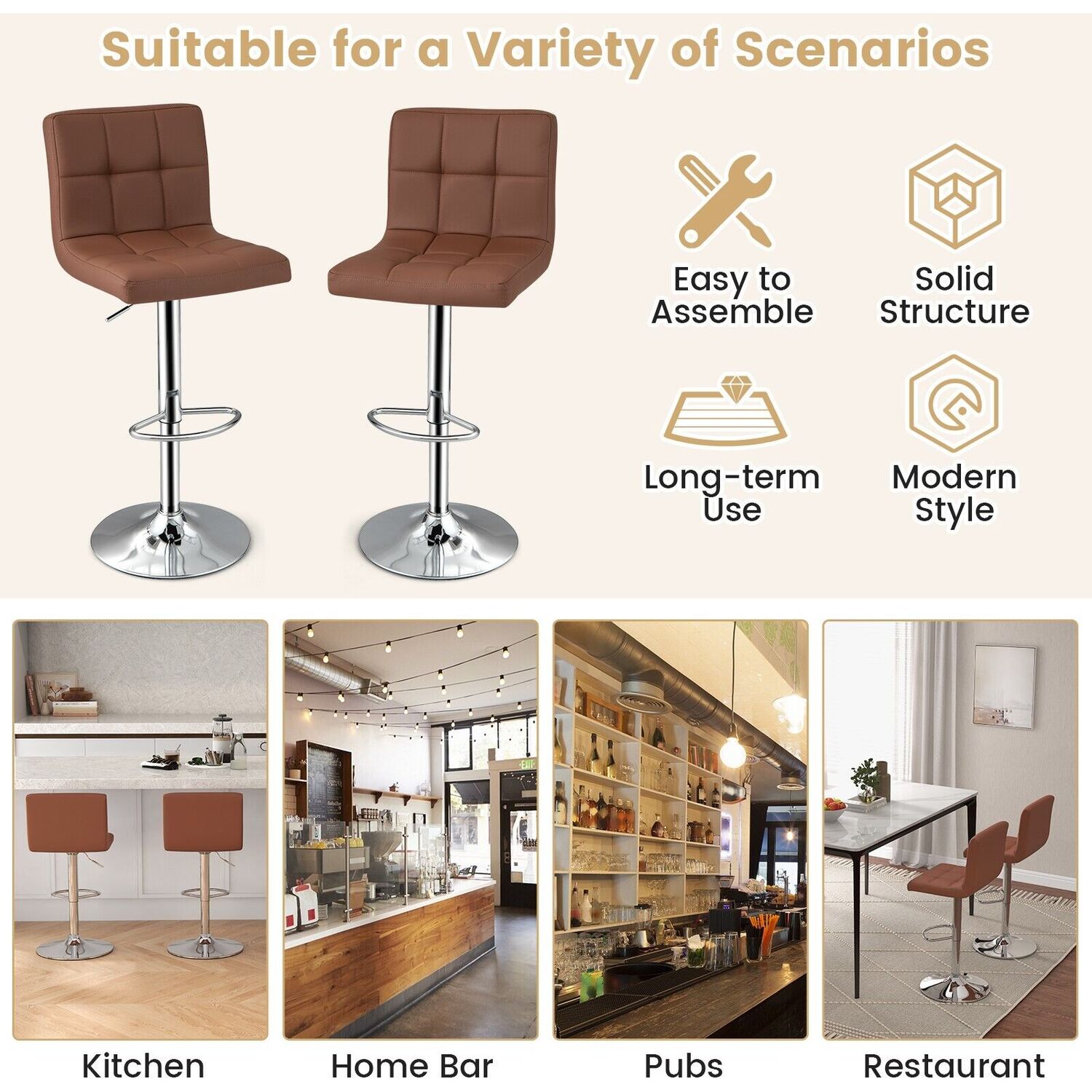 2Pcs Kitchen Counter Chairs