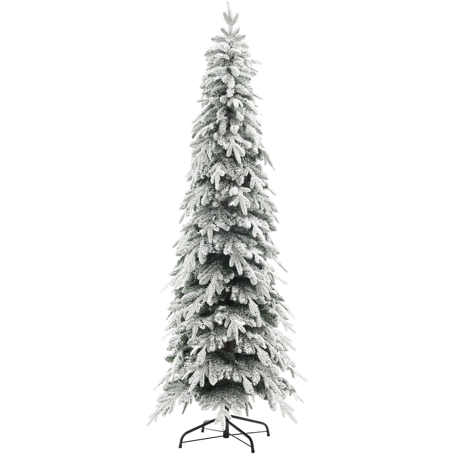 HOMCOM 6ft Flocked Pencil Christmas Tree with Auto Open, Steel Base