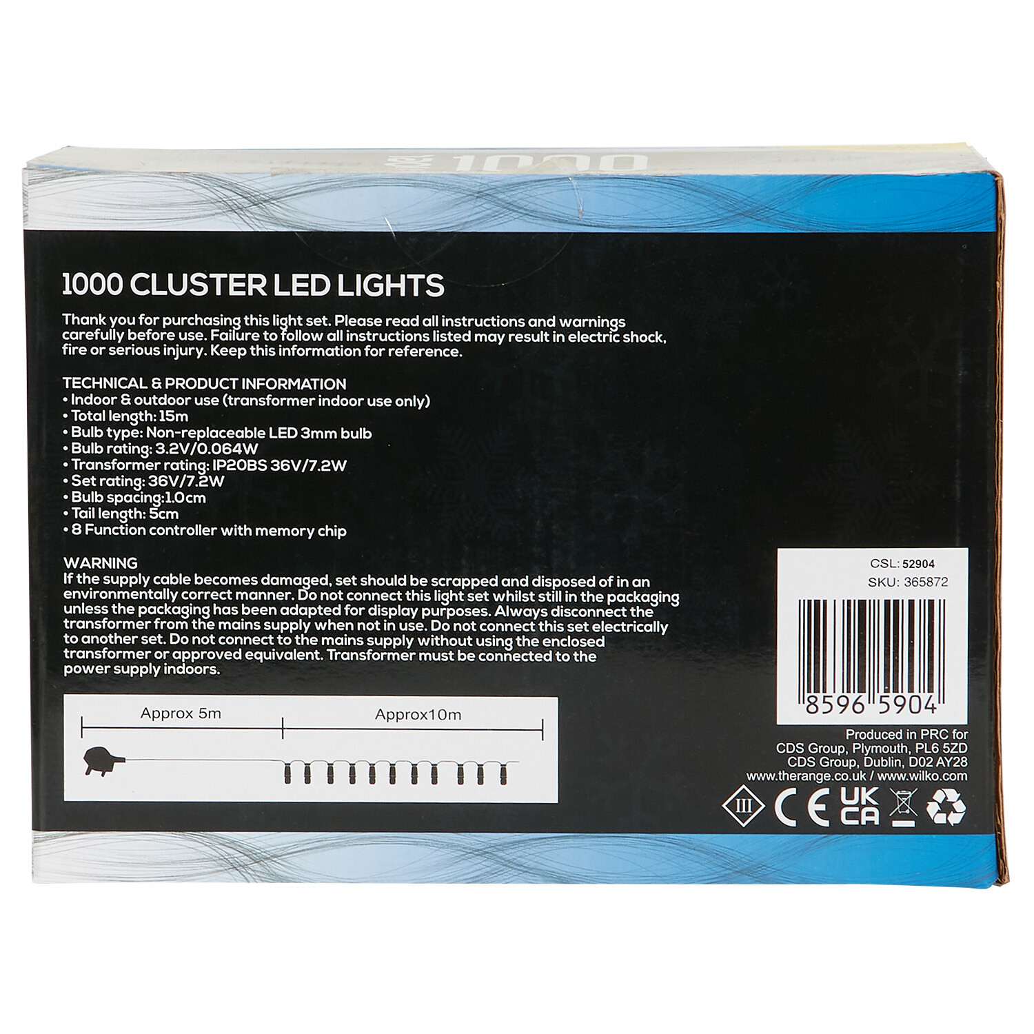1000 Cluster LED Lights Blue and White