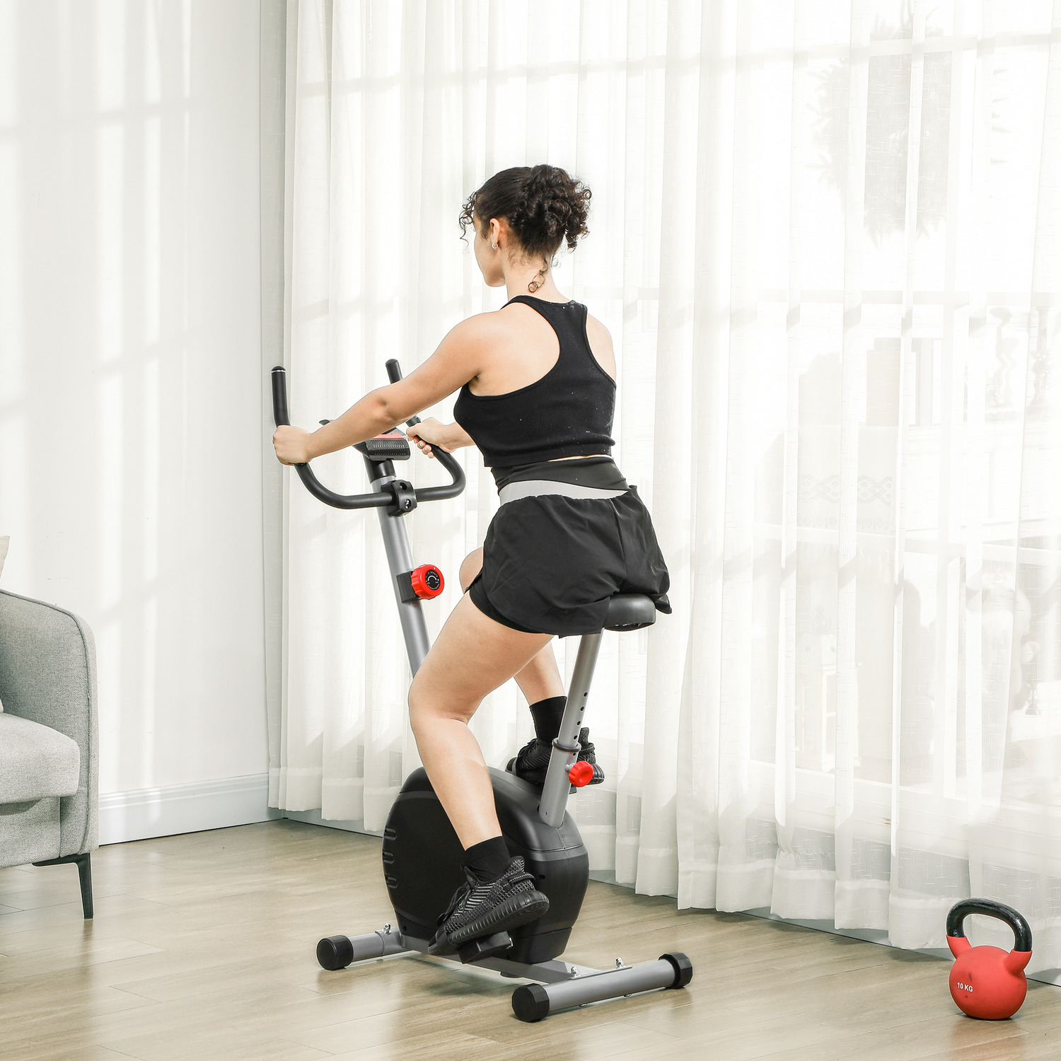 Quiet Exercise Bike with 8-Level Magnetic Resistance, White