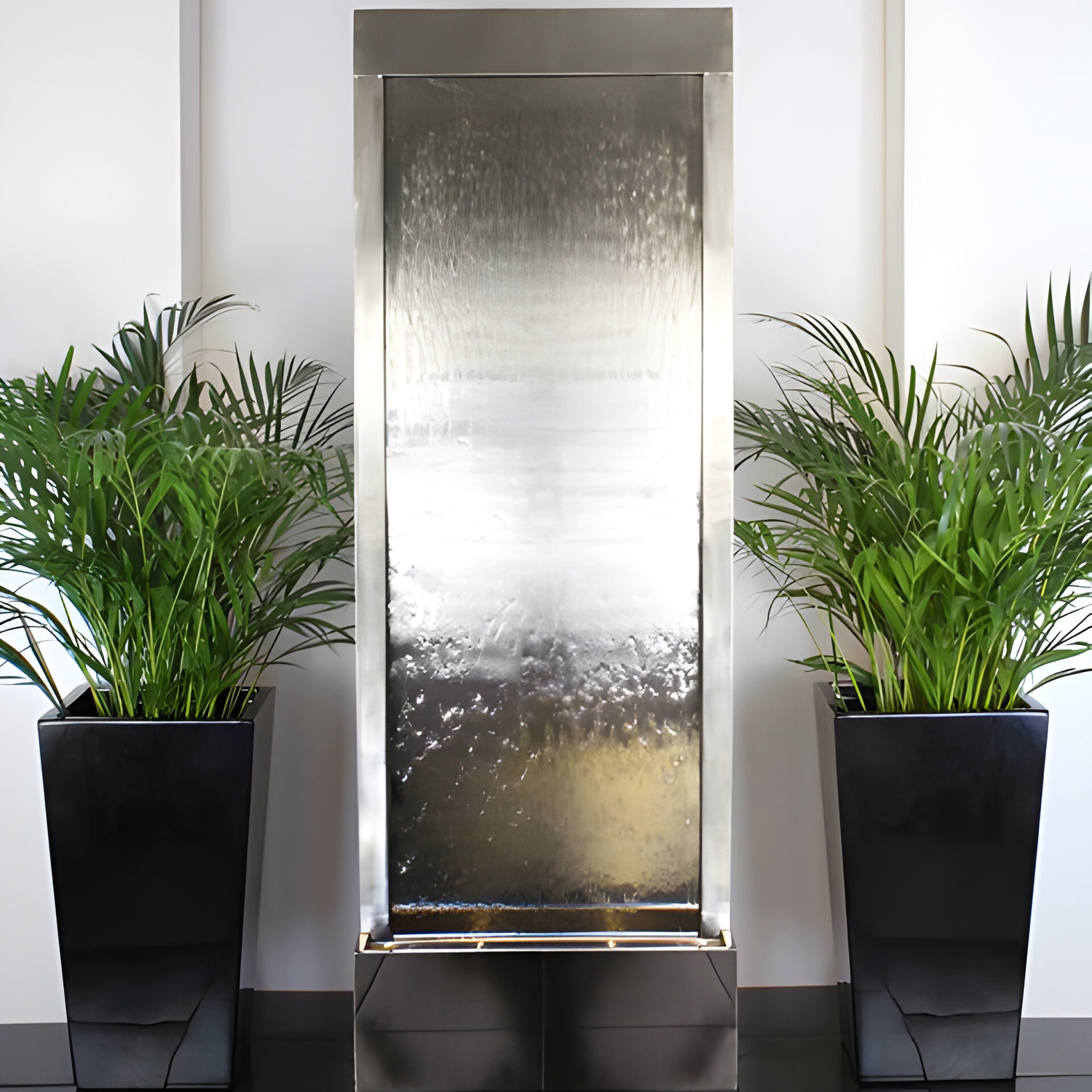 Giant Brushed Stainless Steel Cascading Water Wall