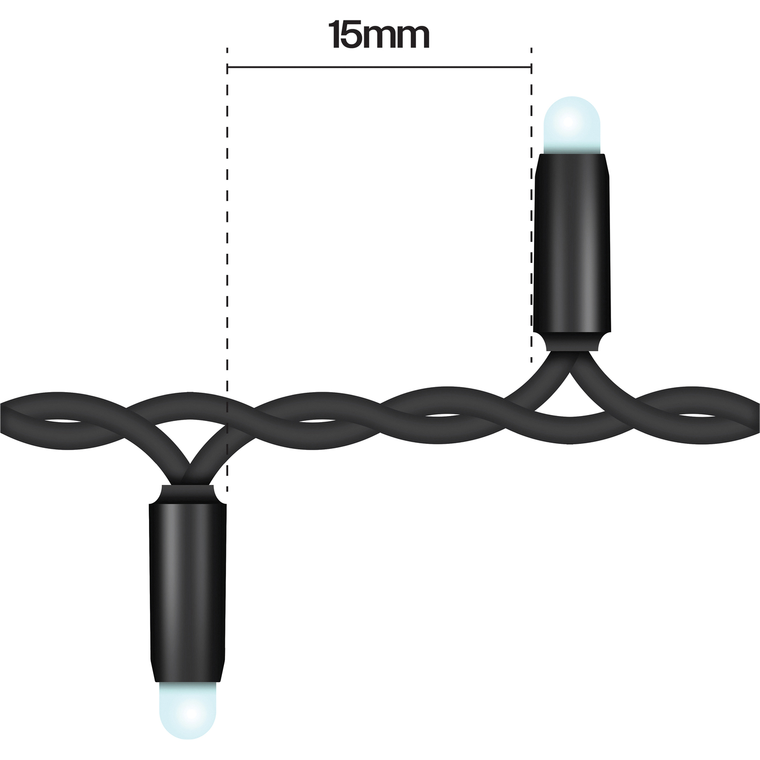 Cluster Lights Black Rubber ip65 CW 75M