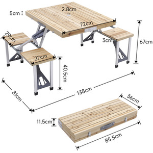 Portable Foldable Camping Table Benches Set