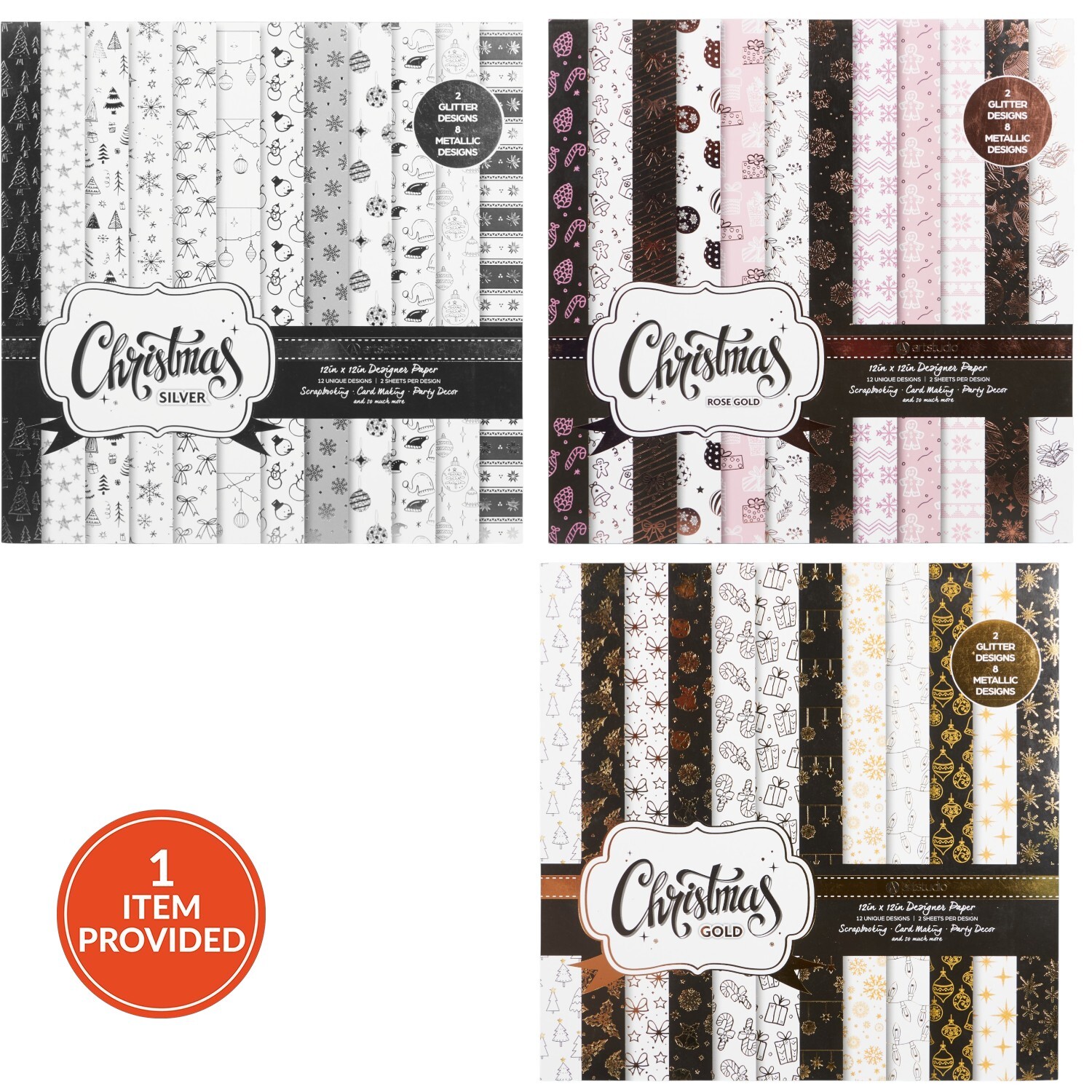 Metallic Foiled Christmas Paper Pad