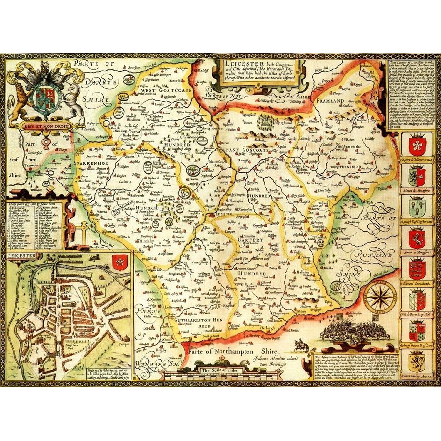 Leicestershire Historical Map 1000 Piece Jigsaw Puzzle (1610)