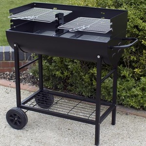 Half Drum Barrel Barbecue with Adjustable Grills
