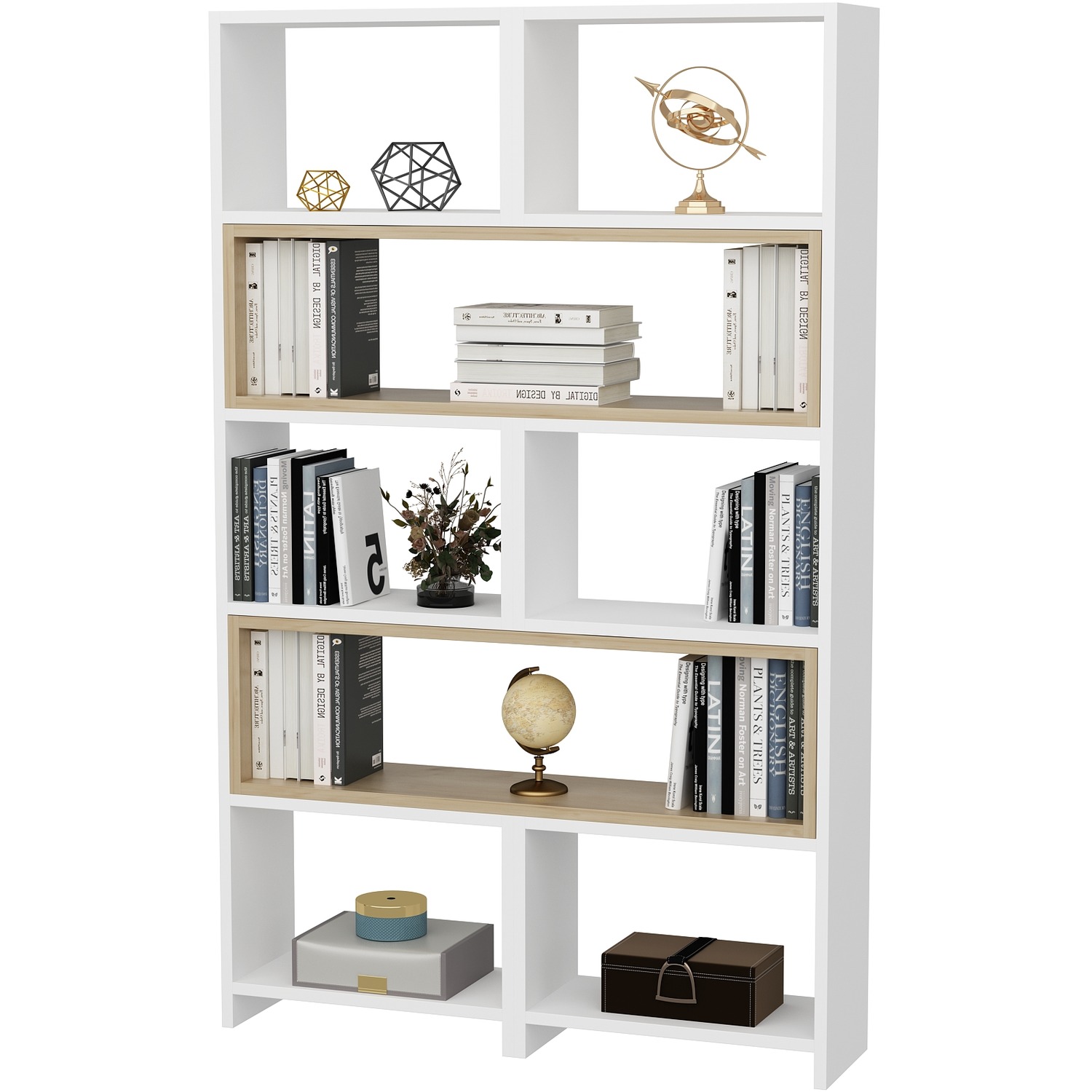 Poyraz Tall Modern Bookcase Bookshelf with Extendable Design
