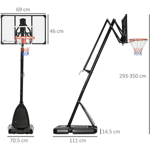 Portable Basketball Hoop with Wheels and Weighted Base 2.4-2.9m