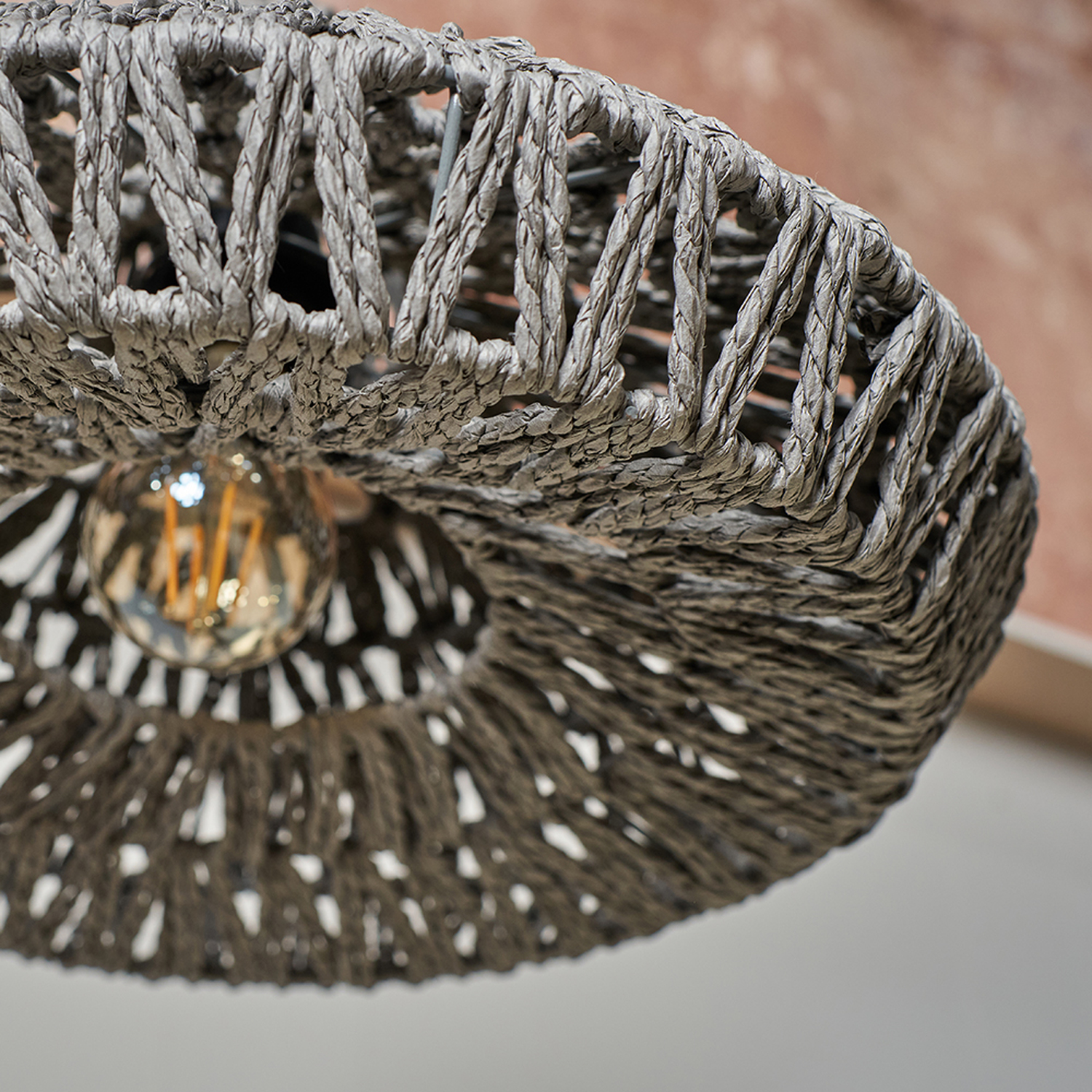 Natural Woven Grey Ceiling Pendant Light Shade Weave Rope Lampshade
