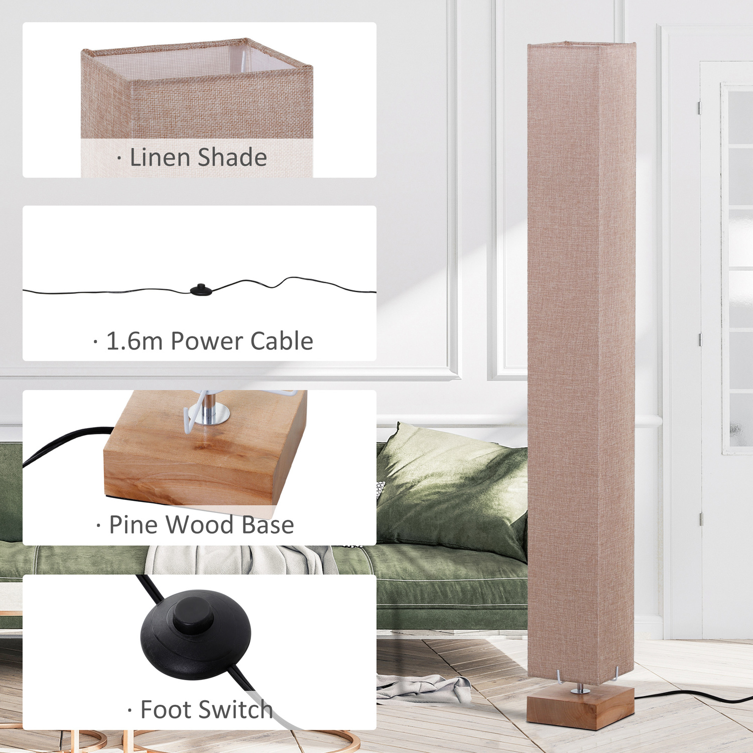 Modern 47 Inch Floor Lamp Cuboid