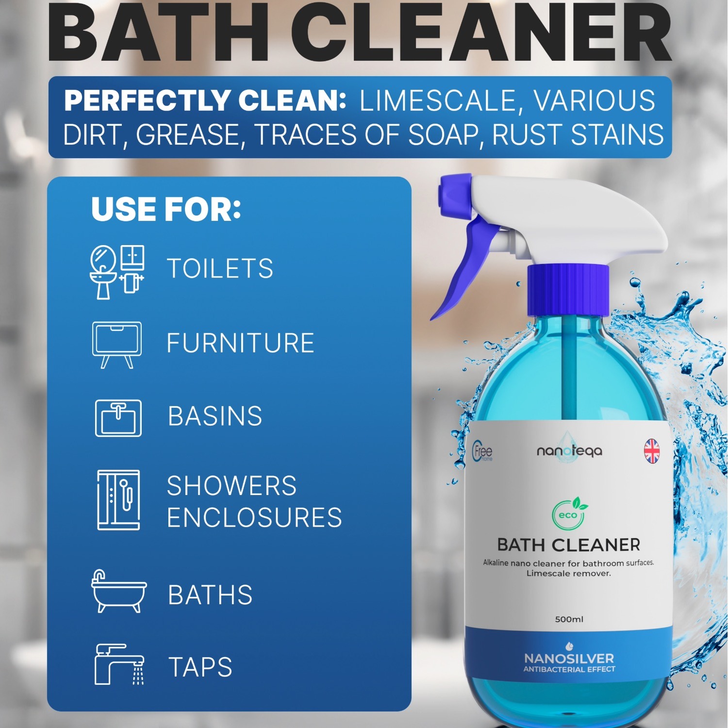 Bathroom Cleaner with Nano Coating - Limescale Remover