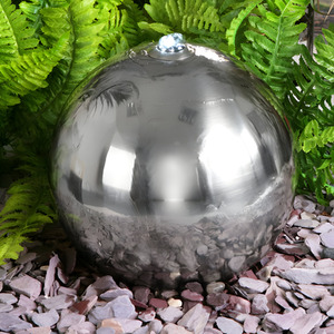 Primrose Solar Powered Stainless Steel Sphere Water Feature LEDs Reservoir