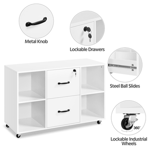 Large File Cabinet with 4 Open Storage Shelves