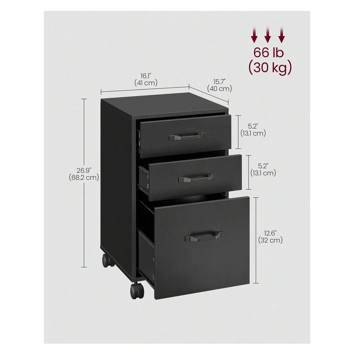 VASAGLE Industrial File Cabinet with 3 Drawers
