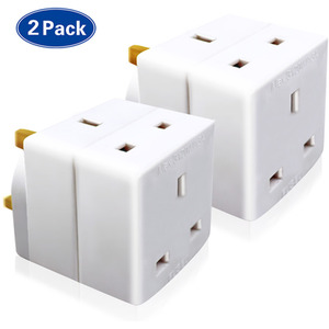 2 Way UK Plug Adaptor Double Socket Multi Plug for Home and Office