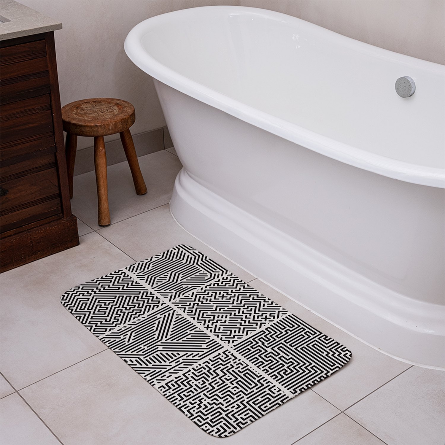 Striped Geometric Patterns Bathmat