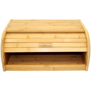 Single Layer Roll Top Bamboo Wooden Bread Bin Kitchen Storage
