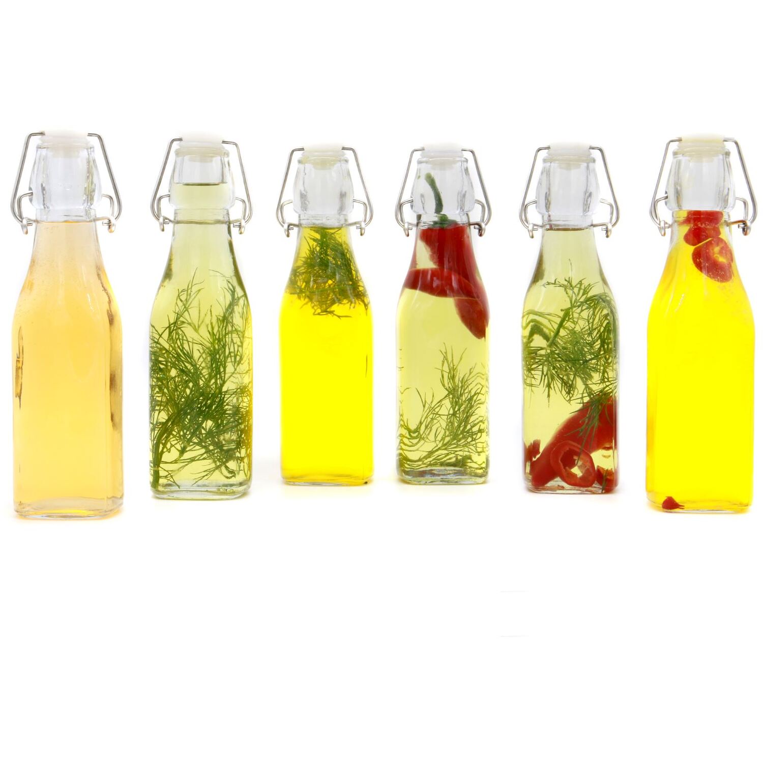 Set of 6 Clip Top Preserve Airtight Glass Kitchen Bottles 250ml