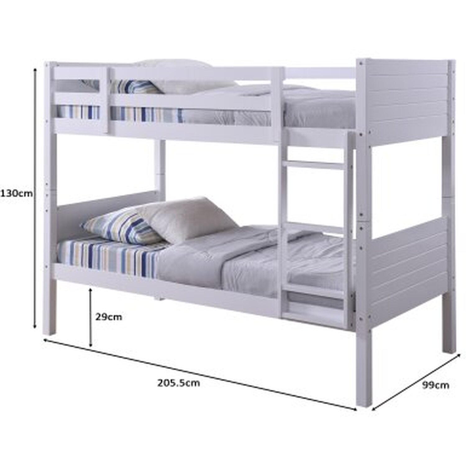 Lala White Wooden Bunk Bed, Converts into 2 Beds