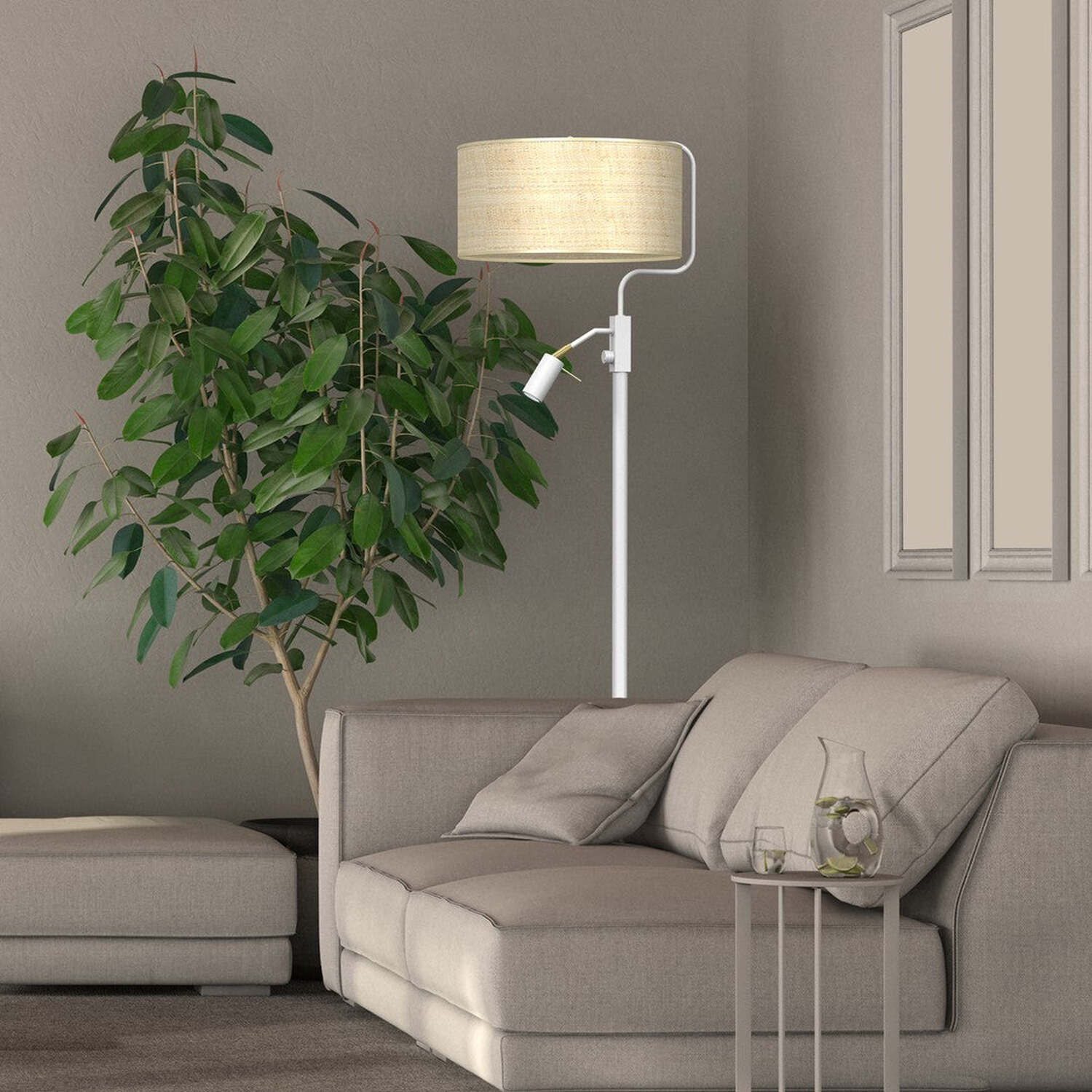 Milagro Floor Lamp Marshall White Rattan