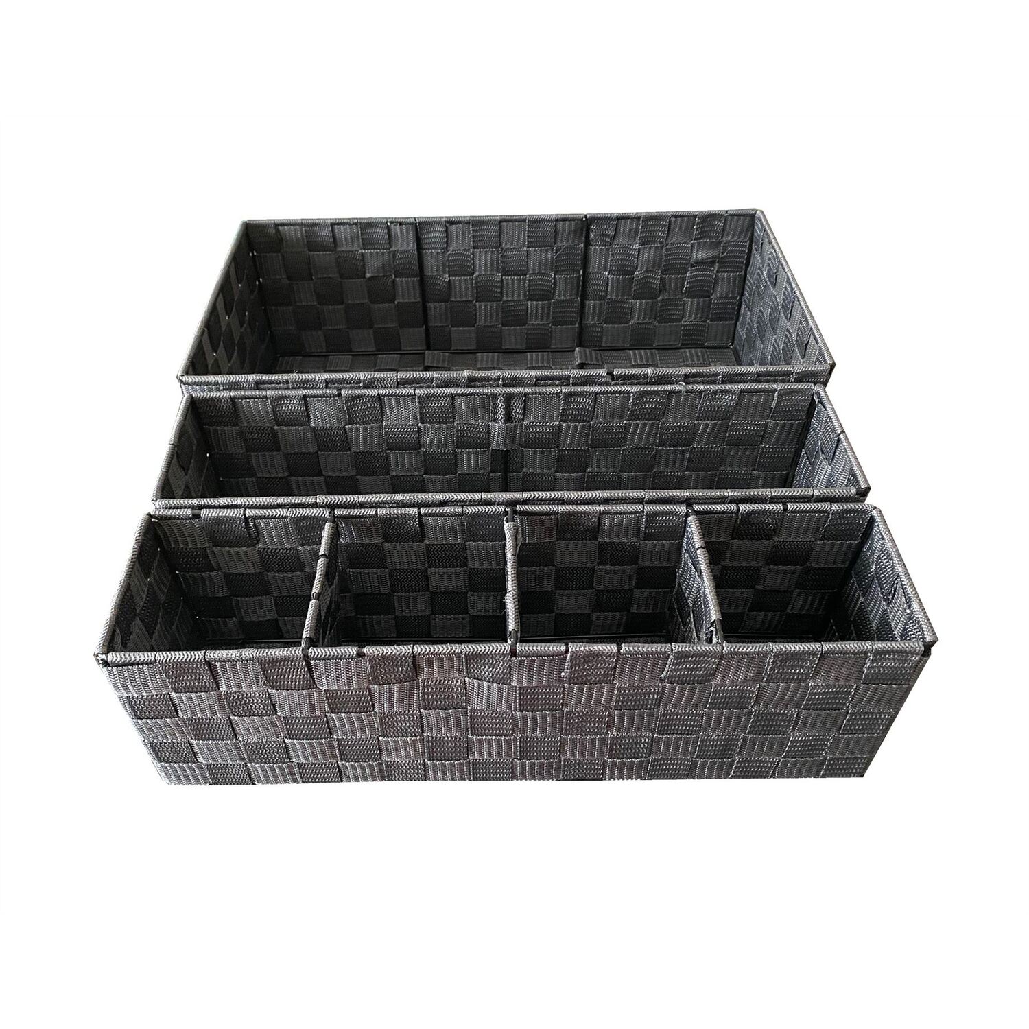 6 Section Fabric And Metal Organiser Storage Box Basket